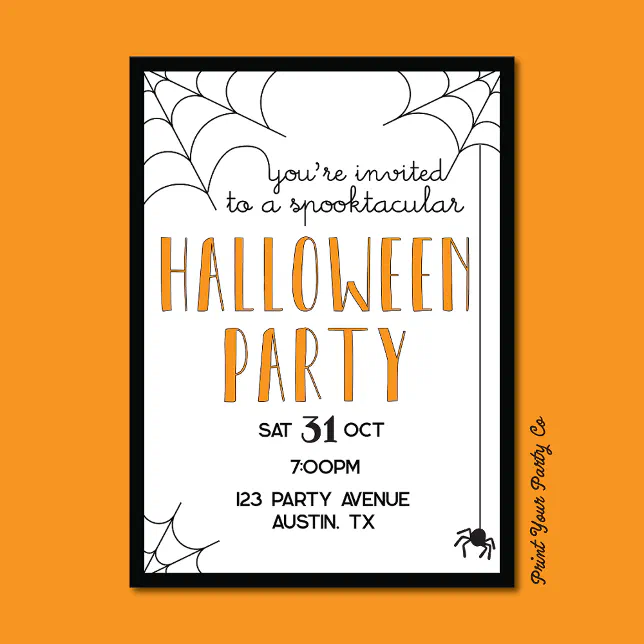 Halloween Party Spider Web Invitation | Zazzle