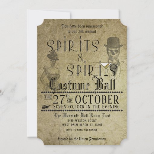 Halloween Party Spirits Costume Ball Invitation | Zazzle