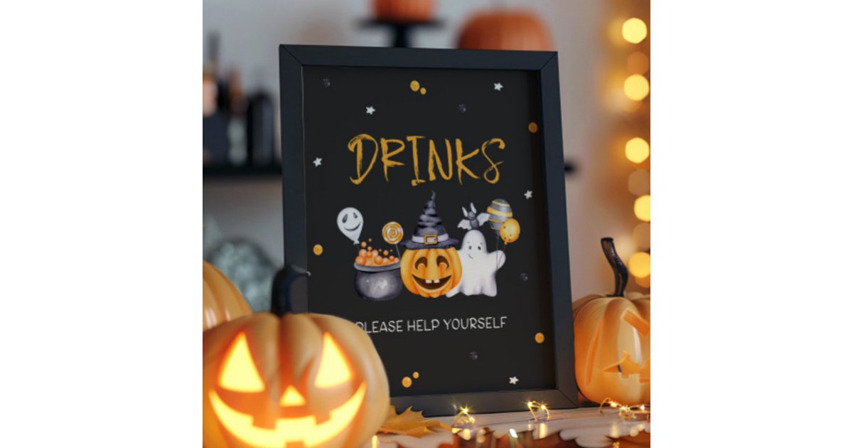 Halloween Party Spooky Birthday Drink Bar Sign | Zazzle