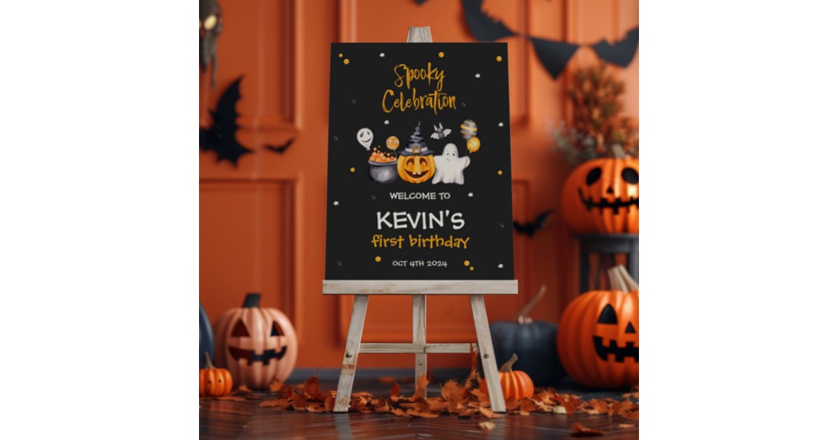 Halloween Party Spooky Birthday Welcome Sign | Zazzle
