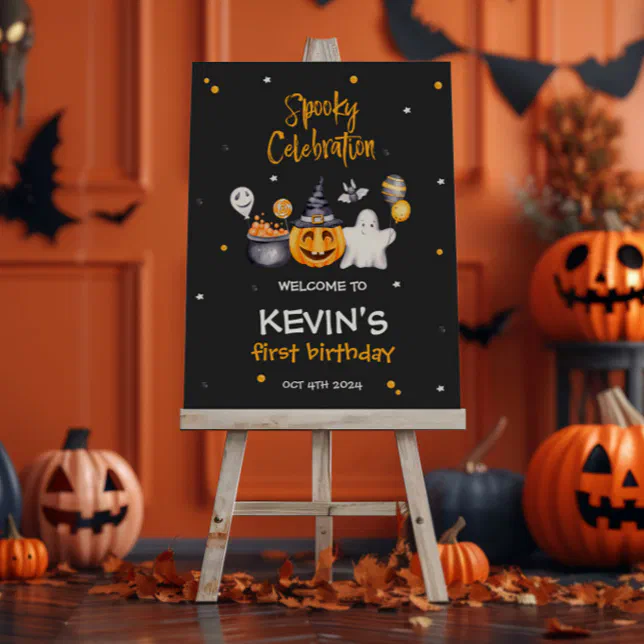 Halloween Party Spooky Birthday Welcome Sign | Zazzle