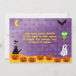 Halloween Party Spooky Cute Pumpkins Owl Ghost Cat Invitation | Zazzle