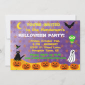 Halloween Party Spooky Cute Pumpkins Owl Ghost Cat Invitation | Zazzle