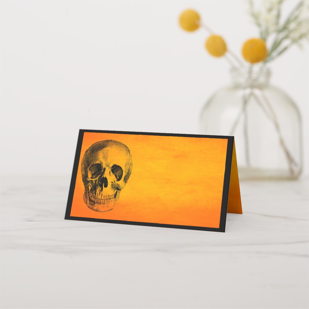 Halloween Party Spooky Skull Place Card | Zazzle