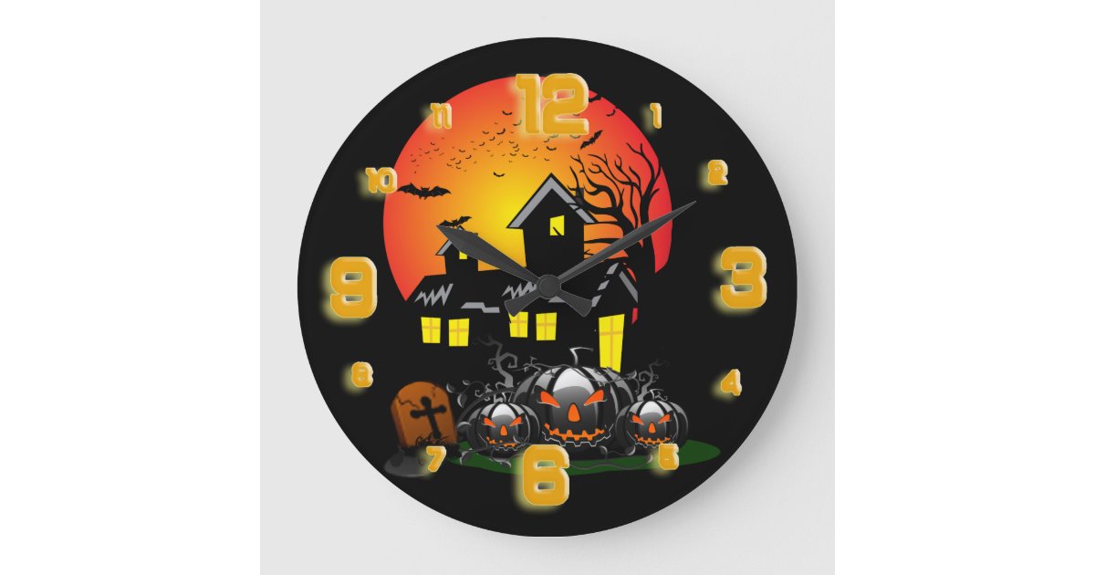 Halloween Party Time Large Clock | Zazzle