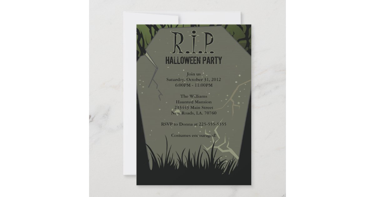 Halloween Party Tombstone Invitation | Zazzle