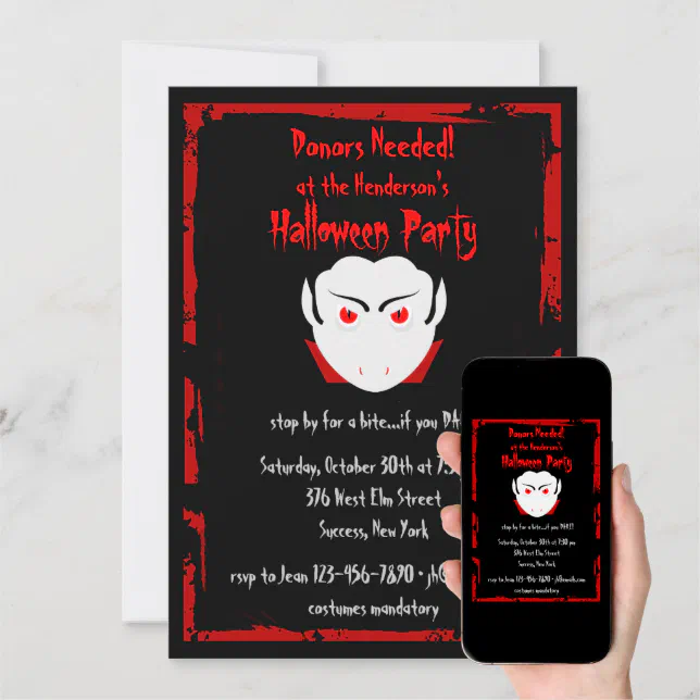 Halloween Party Vampire Invitation | Zazzle