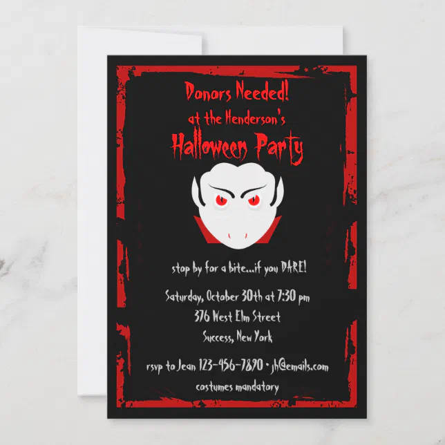 Halloween Party Vampire Invitation | Zazzle