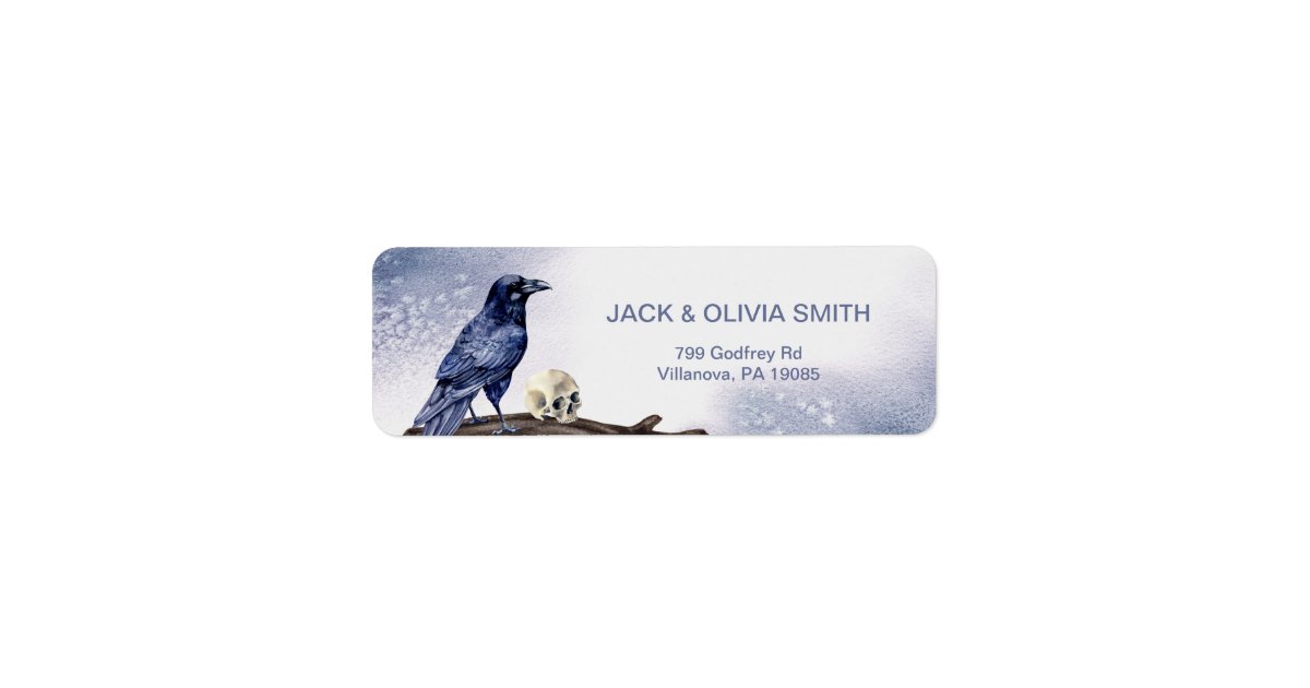 Halloween Party Watercolor Raven Label | Zazzle