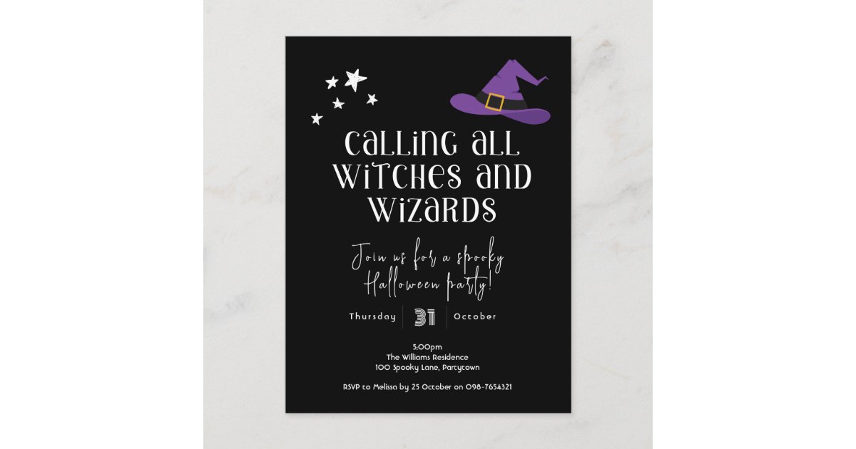 Halloween Party, witches and wizards Postcard | Zazzle