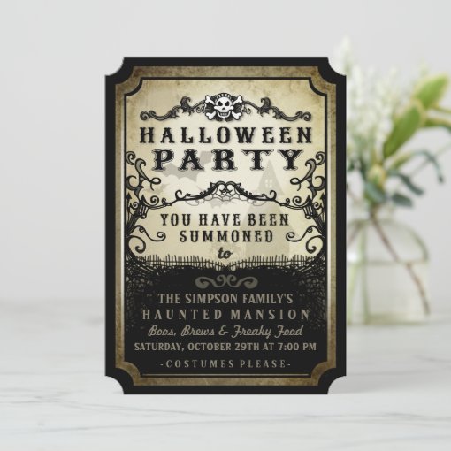 Halloween Party You Have Been Summoned Black & Tan Invitation | Zazzle