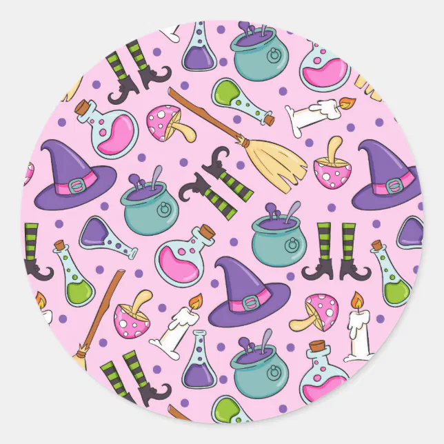 Halloween Pattern Classic Round Sticker | Zazzle