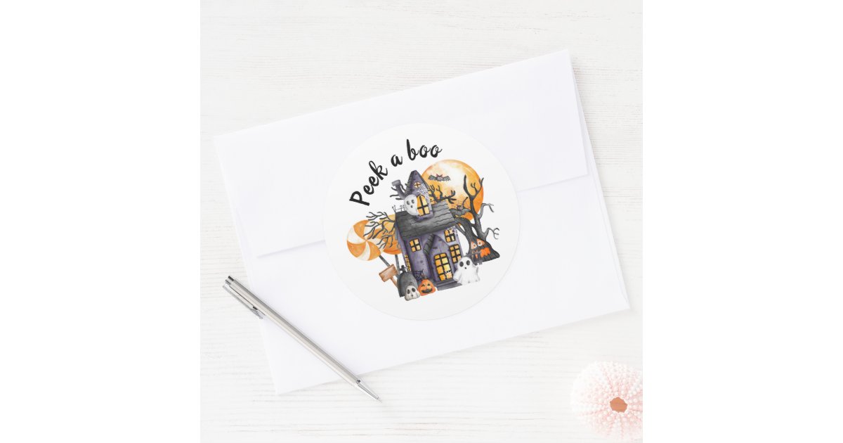 Halloween Peek a BOO Baby Shower Decorations Classic Round Sticker | Zazzle