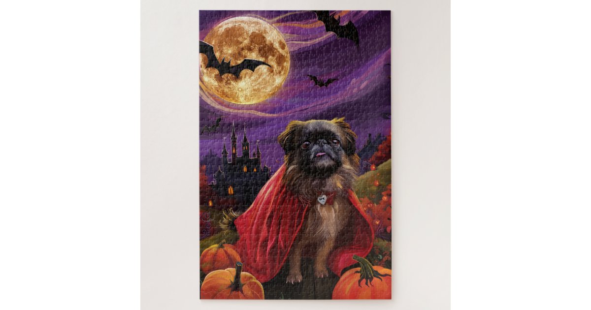 Halloween Pekingese Vampire Pumpkins Scary Jigsaw Puzzle | Zazzle