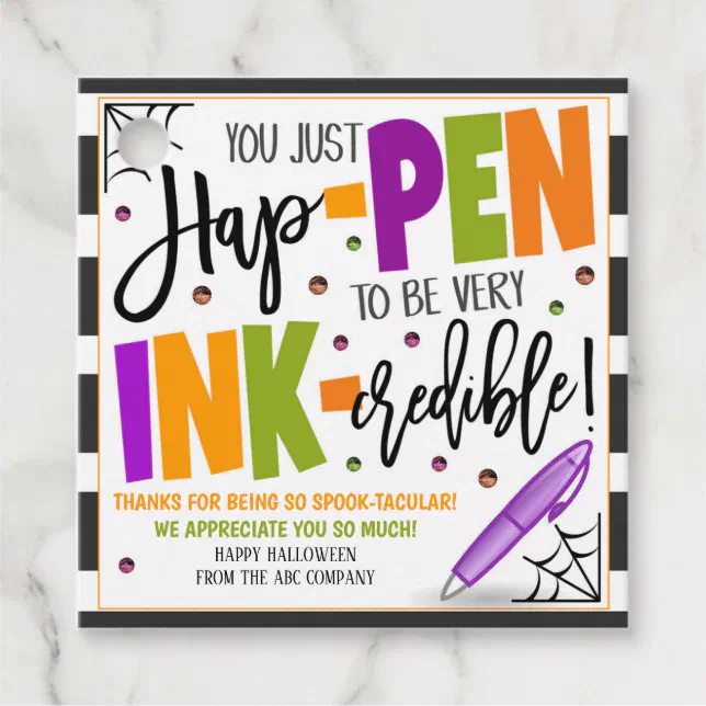 Halloween Pen Thank You Gift Tags | Zazzle