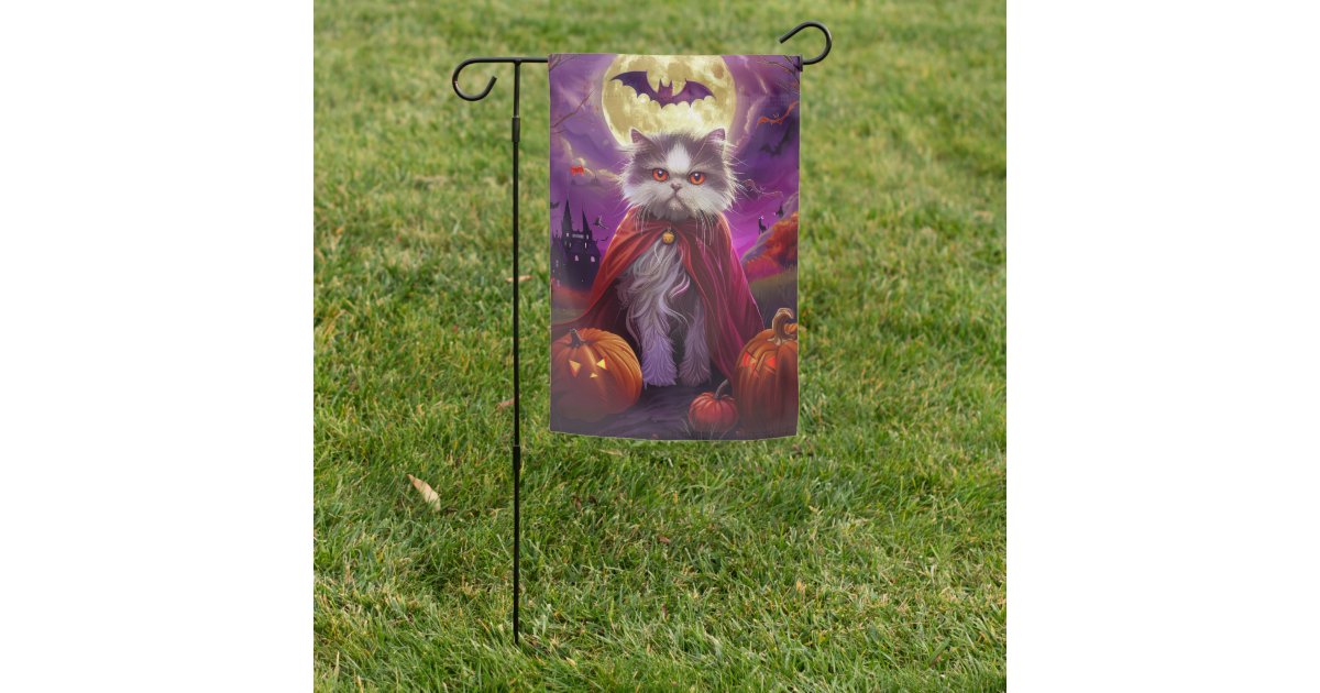 Halloween Persian Cat Vampire Pumpkins Scary Garden Flag | Zazzle