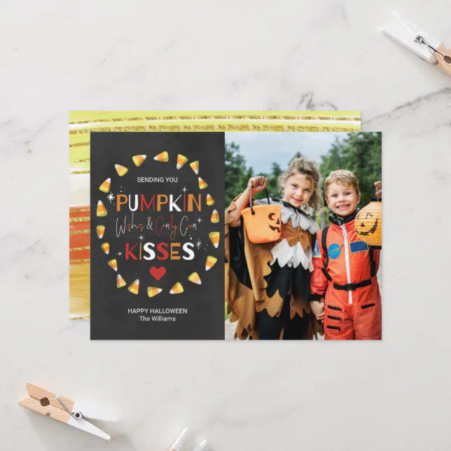 Halloween Photo Card | Pumpkin Wishes & Candy Corn | Zazzle