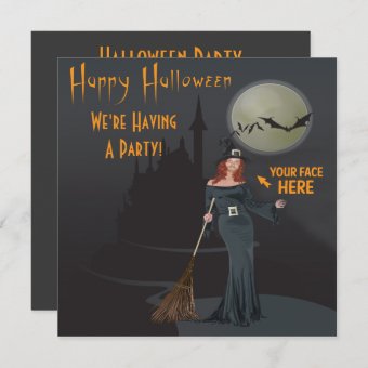 Halloween photo invitation INSERT YOUR OWN FACE | Zazzle