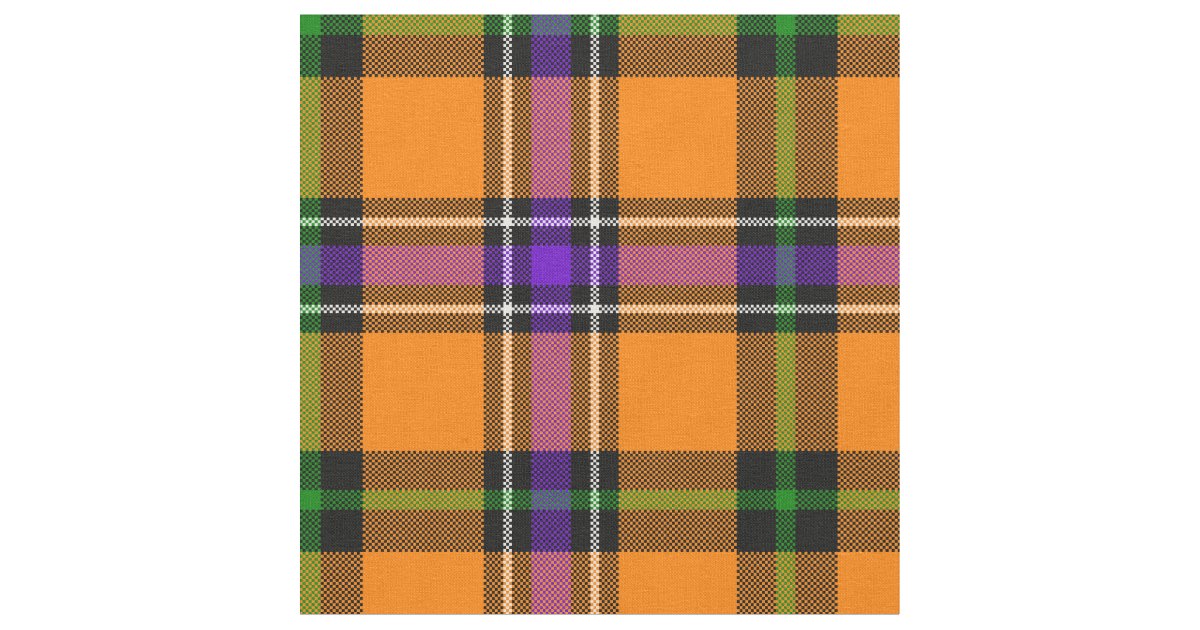 Halloween Plaid Fabric | Zazzle