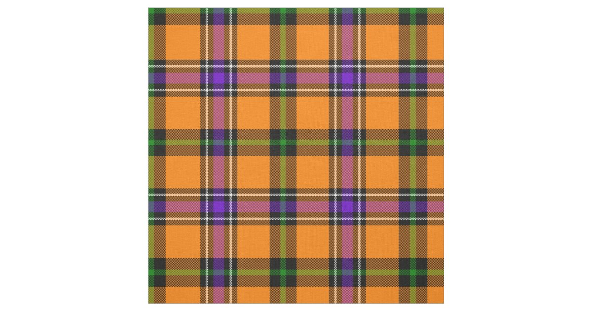 Halloween Plaid Fabric | Zazzle