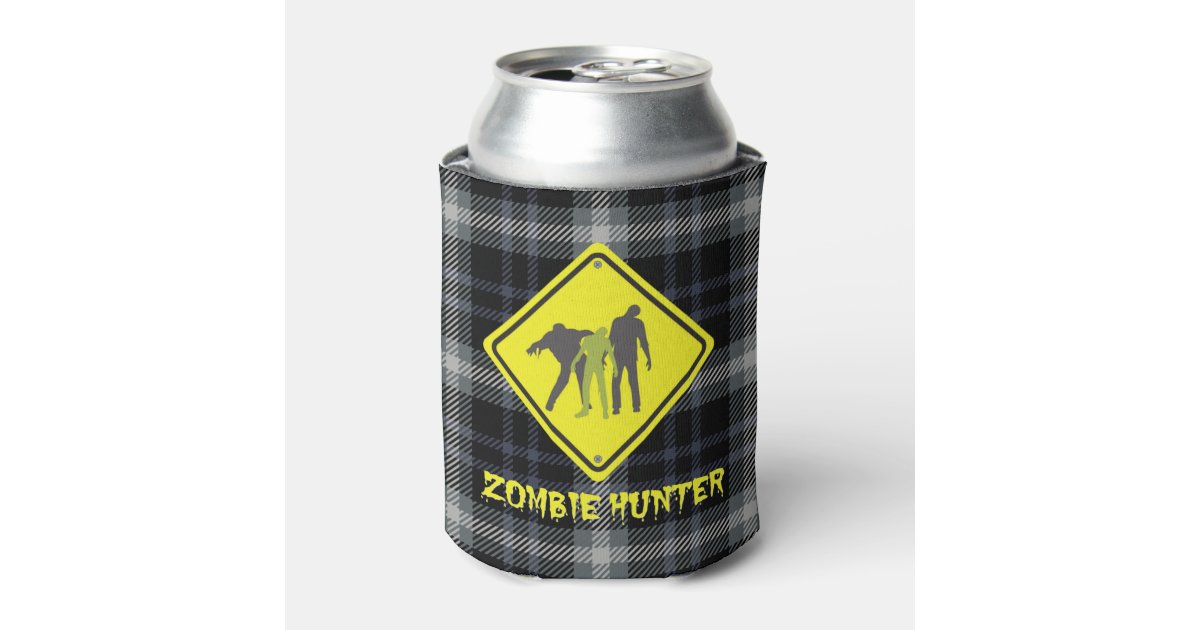 Halloween Plaid Zombie Hunter Can Cooler | Zazzle