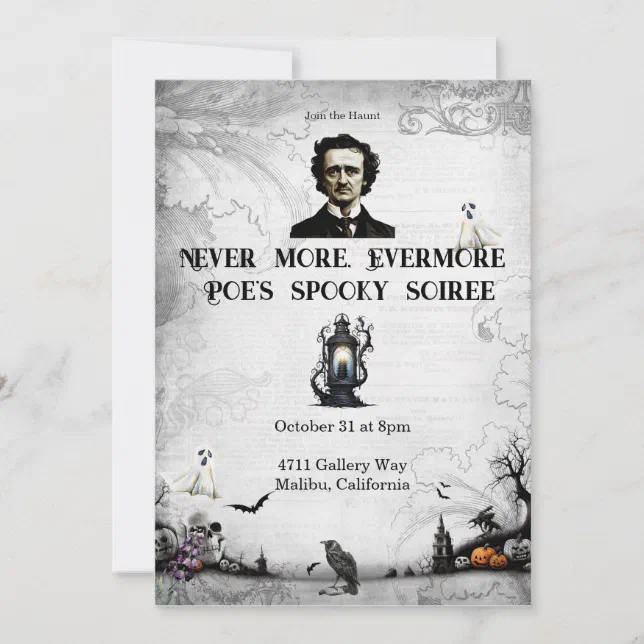 Halloween Poe Invitation | Zazzle