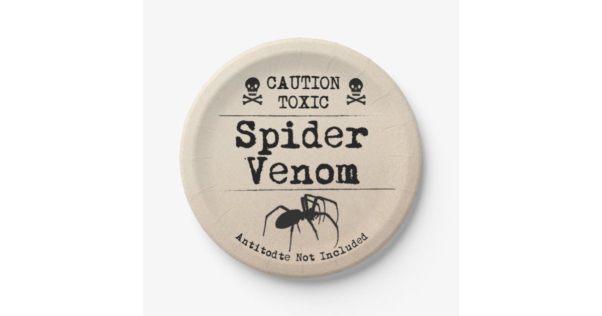 Halloween Poison Spider Venom Skull and Bones Paper Plates | Zazzle