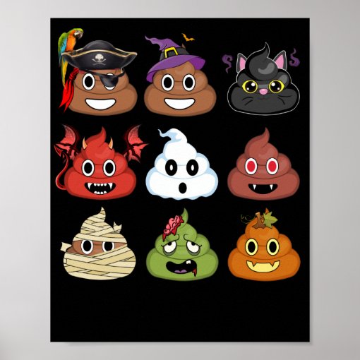 Halloween Poop Emojis Face Pumpkin Pirate Mummy Poster | Zazzle