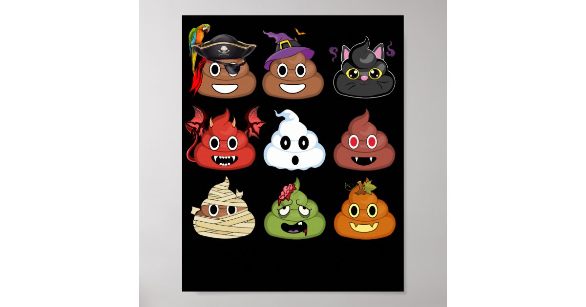 Halloween Poop Emojis Face Pumpkin Pirate Mummy Poster | Zazzle