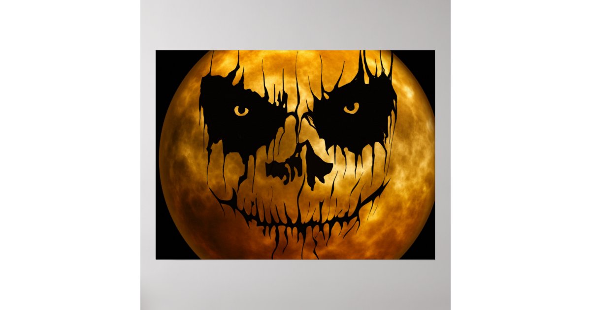 Halloween Poster-Scary Moon Face Poster | Zazzle