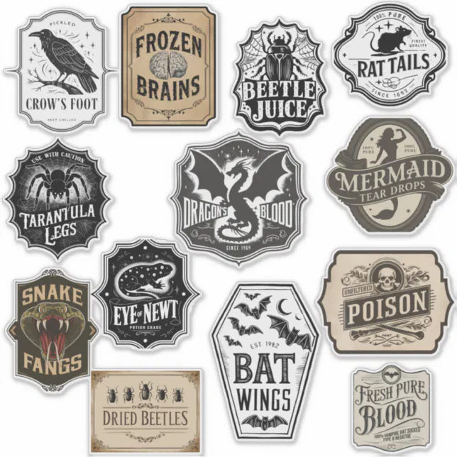 Halloween Potion Bottle Assortment Labels | Zazzle