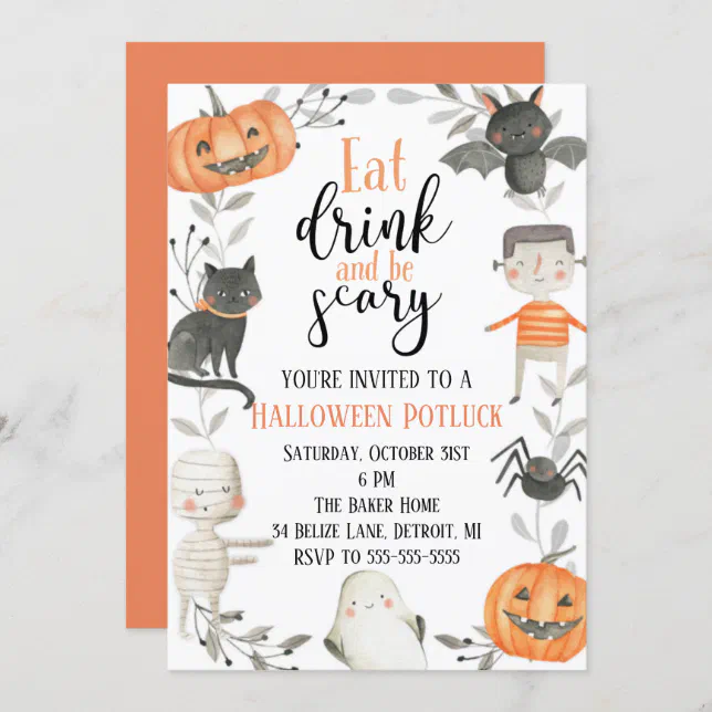 Halloween Potluck Party Invitation | Zazzle