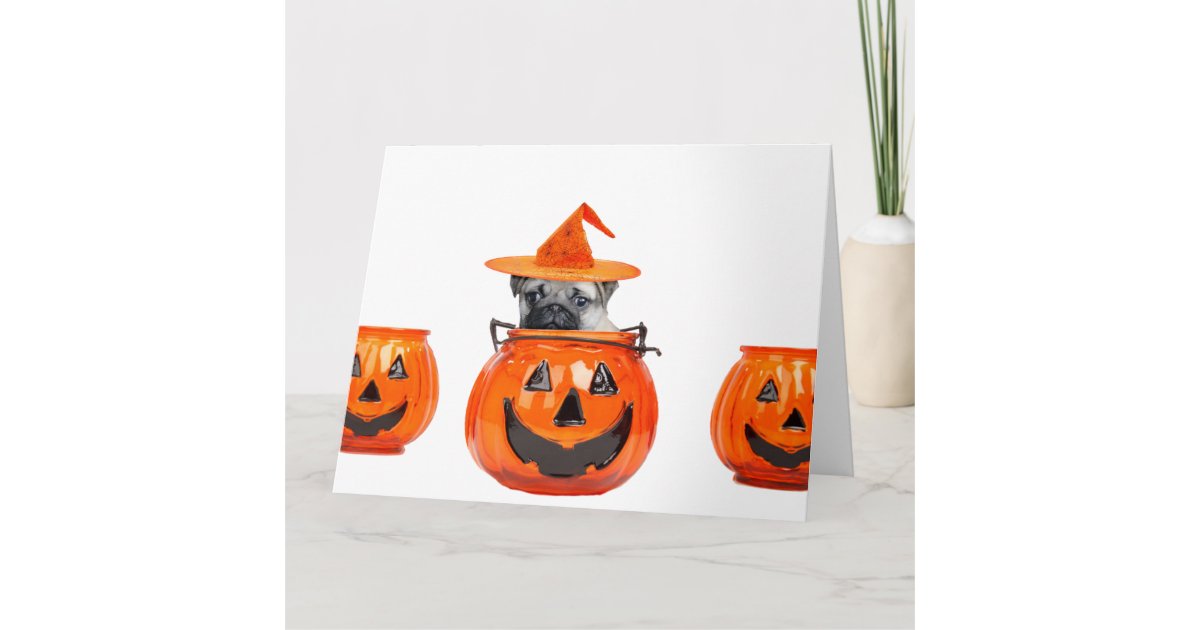 Halloween pug dog card | Zazzle