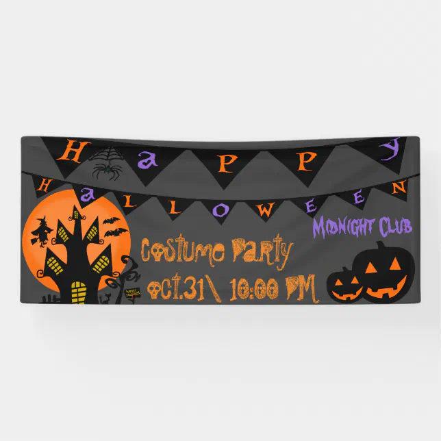 halloween pumpkin and hunted house banner | Zazzle