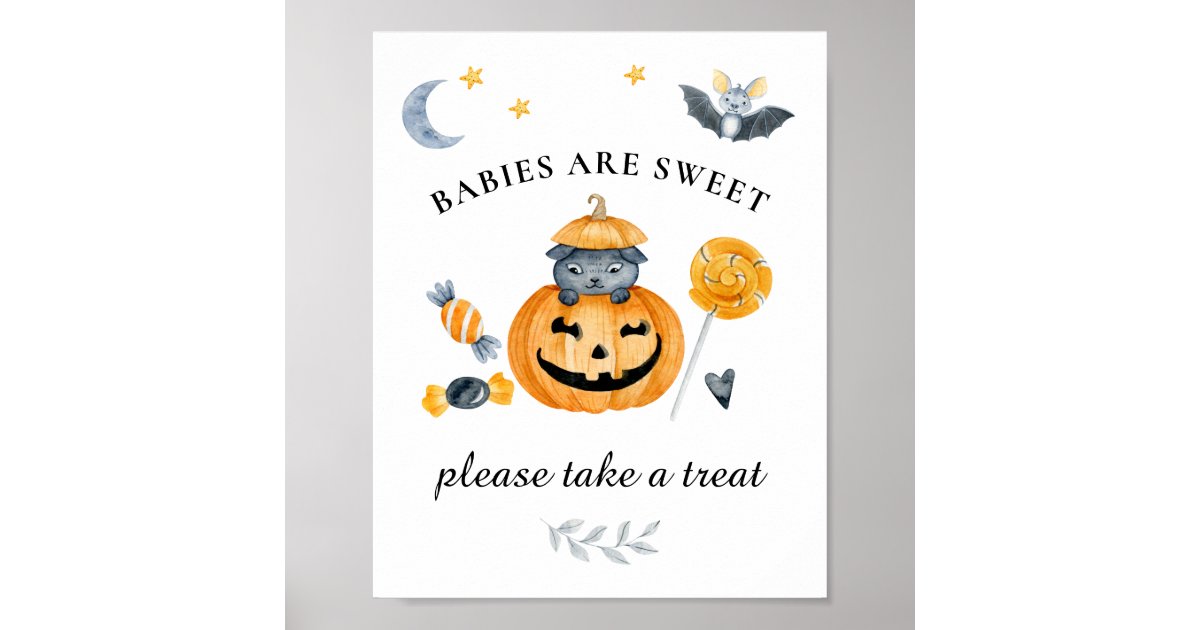 Halloween Pumpkin Baby Shower Sweets Sign | Zazzle