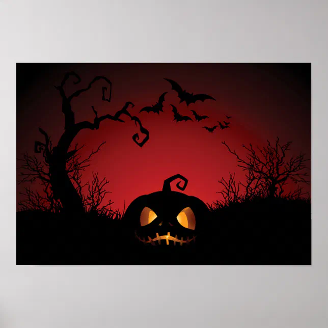 Halloween Pumpkin Background Poster | Zazzle