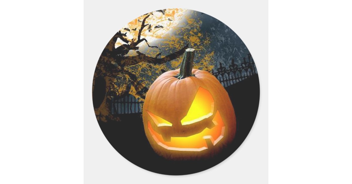 Halloween Pumpkin Classic Round Sticker | Zazzle