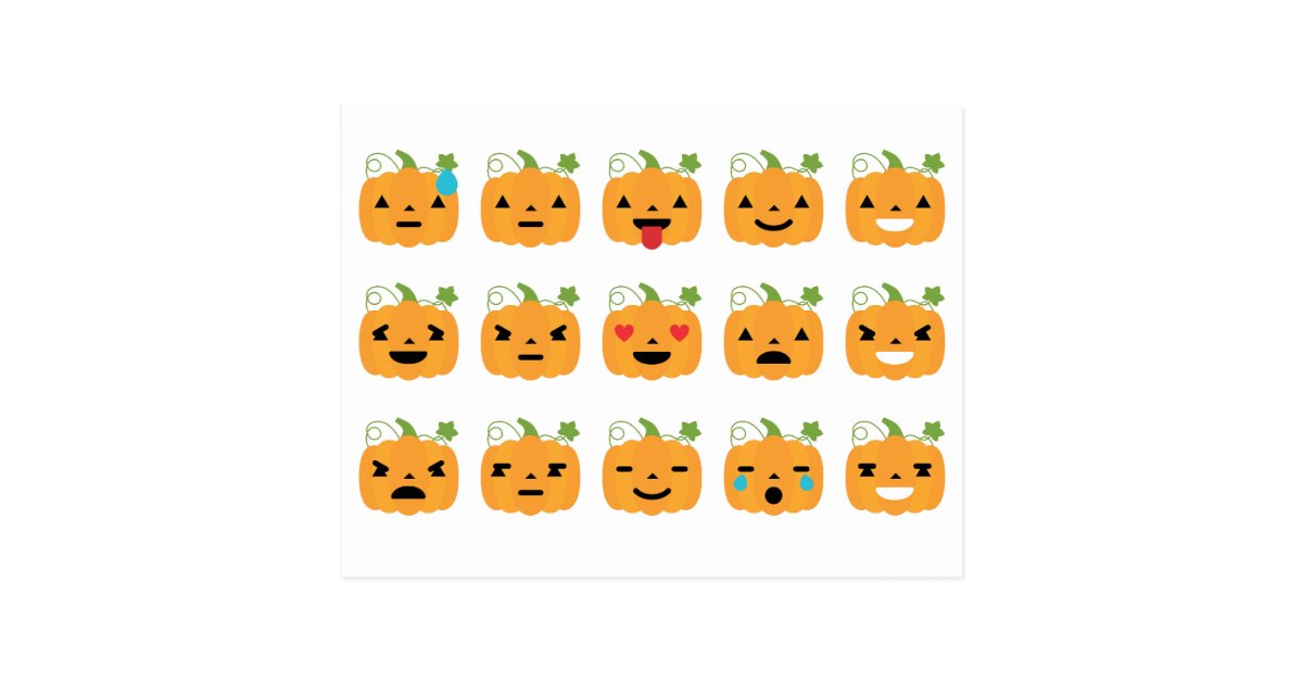 Halloween Pumpkin Emojis Postcard | Mimoprints