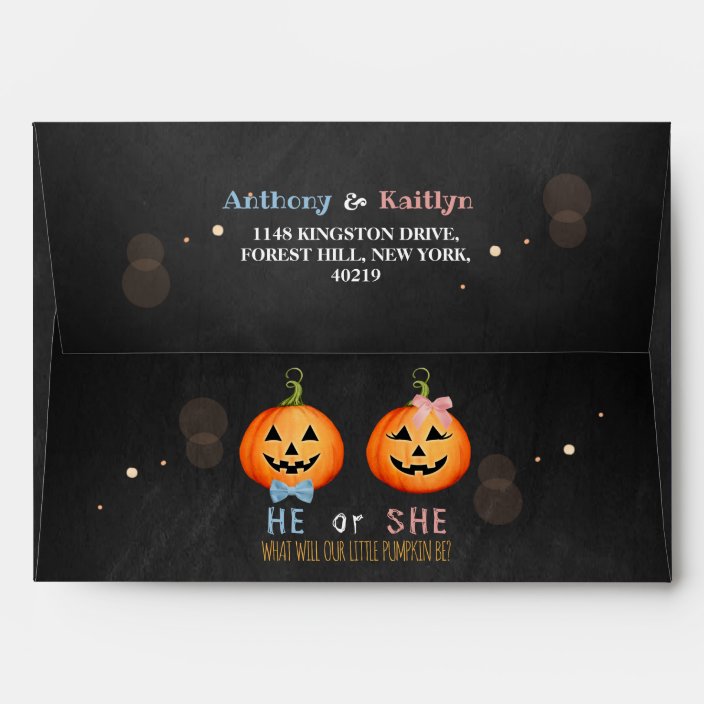 Halloween Pumpkin Gender Reveal Party Envelope | Zazzle.com