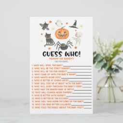Halloween Pumpkin Guess Who! Baby Shower Game Stationery | Zazzle