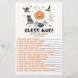 Halloween Pumpkin Guess Who! Baby Shower Game Stationery | Zazzle