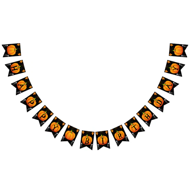 Halloween pumpkin happy birthday bunting flags | Zazzle