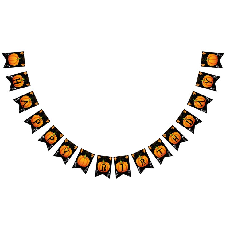 Halloween pumpkin happy birthday bunting flags | Zazzle