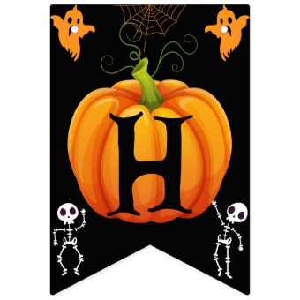 Halloween pumpkin happy birthday bunting flags | Zazzle