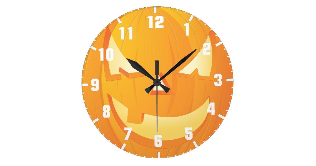 halloween pumpkin large clock | Zazzle.com