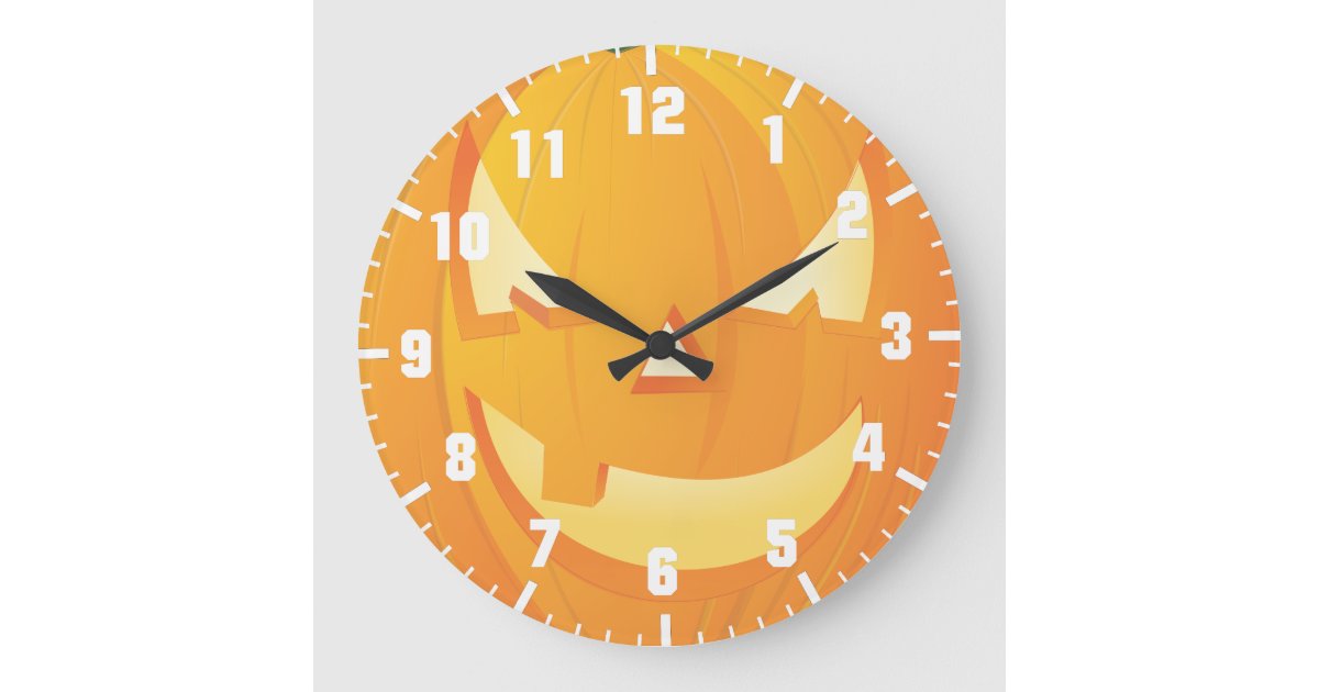 halloween pumpkin large clock | Zazzle