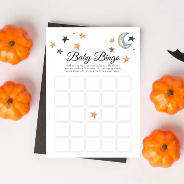 Halloween Pumpkin Little Boo Baby Shower Bingo Invitation | Zazzle