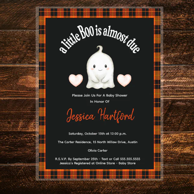 Halloween Pumpkin Little Boo Baby Shower Invitation | Zazzle