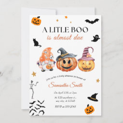 Halloween Pumpkin Little Boo Baby Shower Invitation | Zazzle