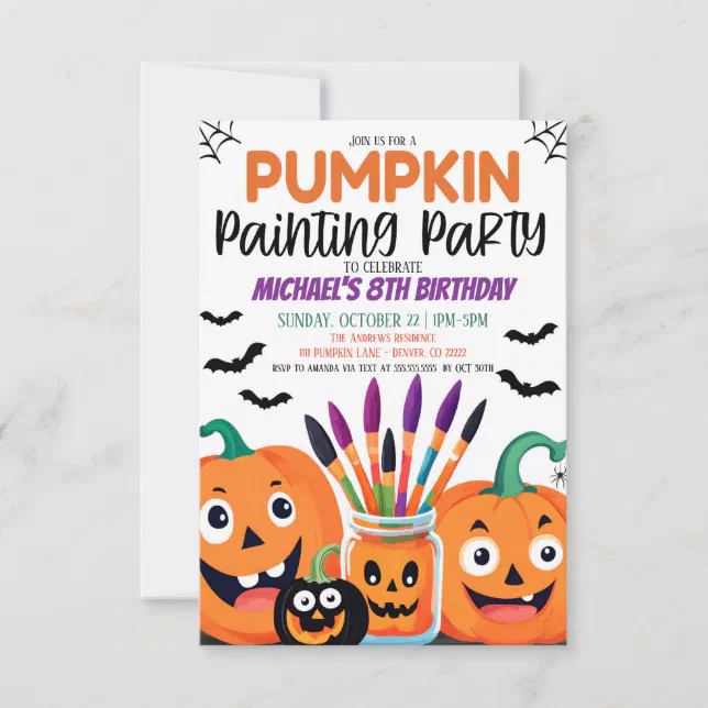 Halloween Pumpkin Painting Party Invitation | Zazzle